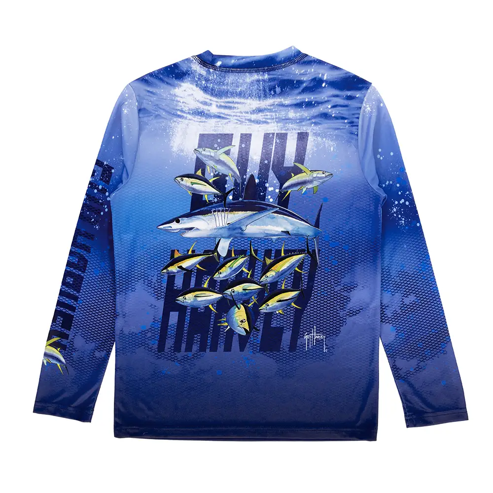 PLAYERA PARA NIÑO GREAT WHITE – MANGA LARGA – GUY HARVEY - Zaragoza Marine